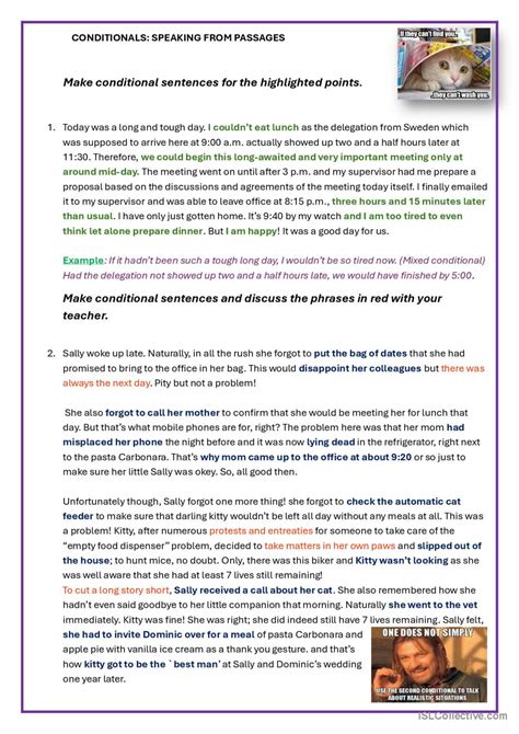 CONDITIONALS SPEAKING FROM PASSAGES English ESL Worksheets Pdf Doc