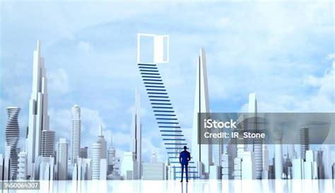 성공의 길 계단을 오르는 성공적인 사업가 목표 달성 경력 만들기 전문 성장 은행 투자 자문 돈 개념 만들기 3d 렌더링 그림