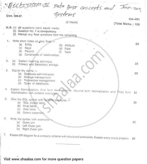 Database Concepts And System 2006 2007 Bsc It Information Technology Idol Correspondence