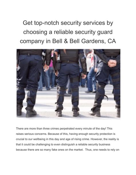 Ppt Get Top Notch Security Services By Choosing A Reliable Security Guard Company In Bell