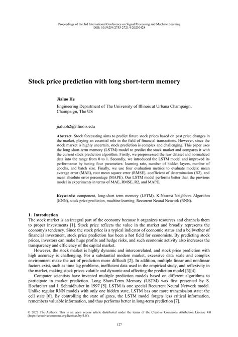 Pdf Stock Price Prediction With Long Short Term Memory