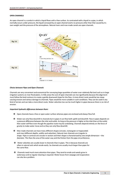 Flow In Open Channels Lecture Probs OPEN CHANNELS An Open Channel Is A Conduit In Which A