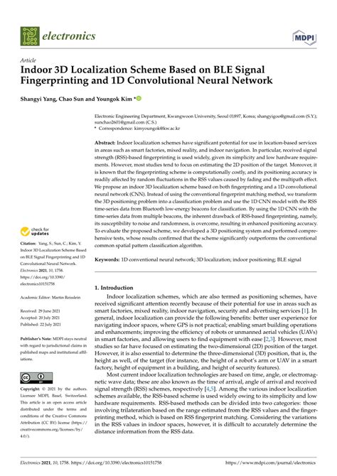 Pdf Indoor 3d Localization Scheme Based On Ble Signal Fingerprinting And 1d Convolutional