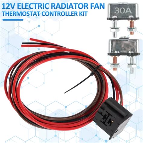 Adjustable Electric 12v Radiator Fan Thermostat Control Relay Wire Kit