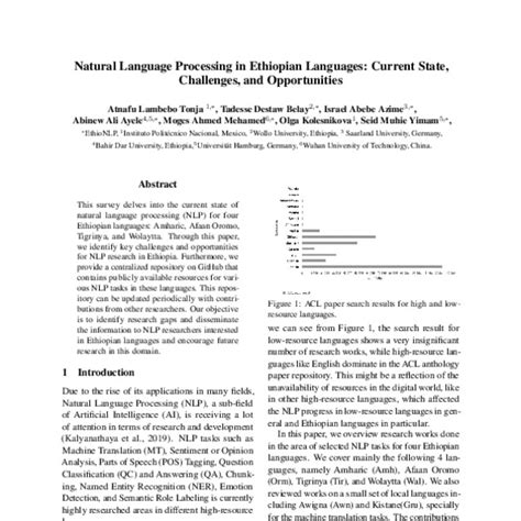 Natural Language Processing In Ethiopian Languages Current State Challenges And Opportunities
