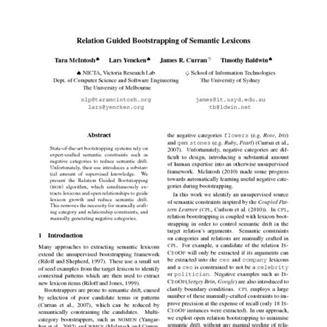 Relation Guided Bootstrapping Of Semantic Lexicons Acl Anthology