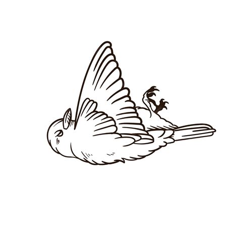 Premium Vector Hand Drawn Illustration Of A Dead Bird Outline Design