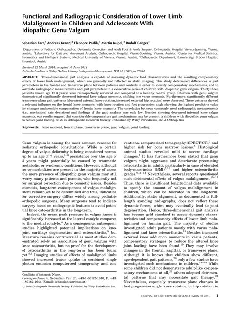 Pdf Functional And Radiographic Consideration Of Lower Limb