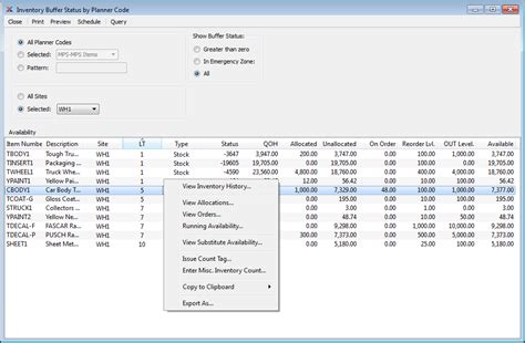 7151 Inventory Buffer Status By Planner Code