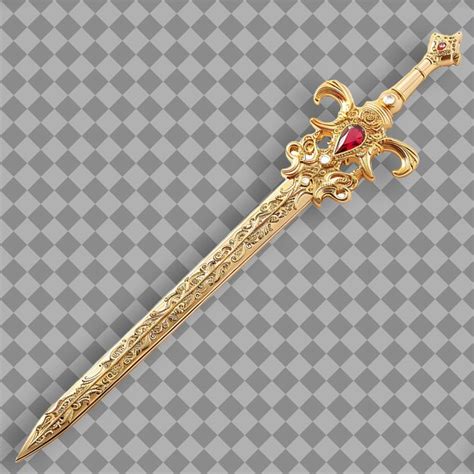 Refined Gold Plated Rapier Adorned With Filigree And A Hilt Png Game Asset On Clean Background