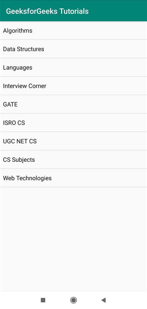 Android Listview In Java With Example Geeksforgeeks