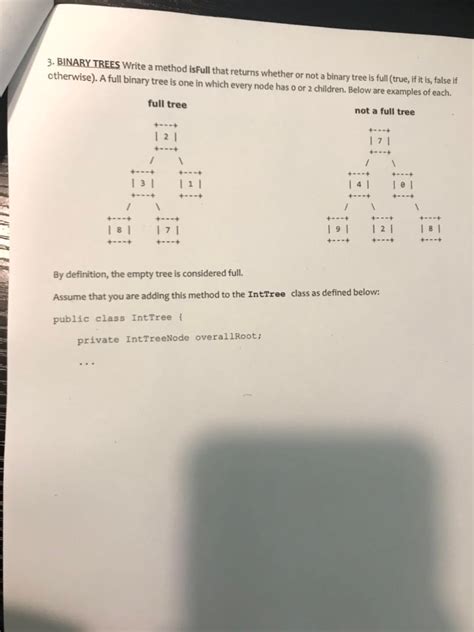 Solved 3 Binary Trees Write A Method Isfull That Returns