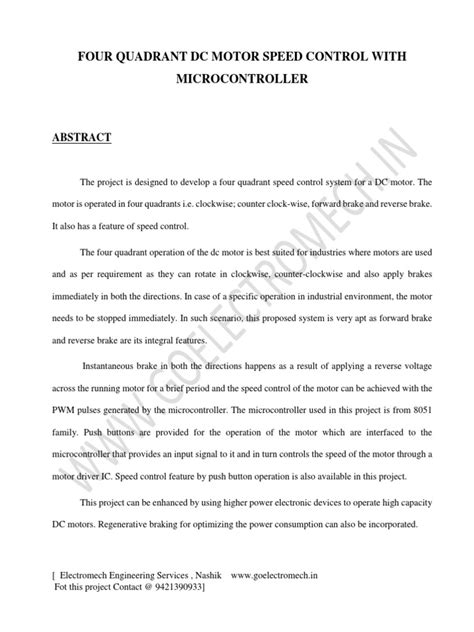 Four Quadrant Dc Motor Speed Control With Microcontroller Pdf