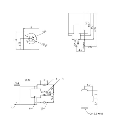 Dc Connector 3 Pin Dc Power Socket Connector