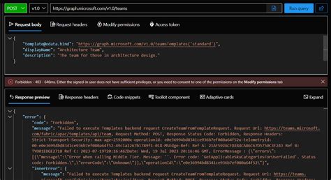 403 Forbidden Error While Calling The Create Team Graph Api Microsoft Qanda