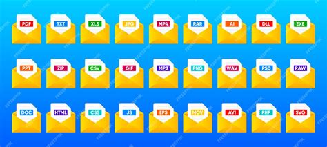 Premium Vector File Type Icon Set Popular Files Format And Document Format And Extension Of