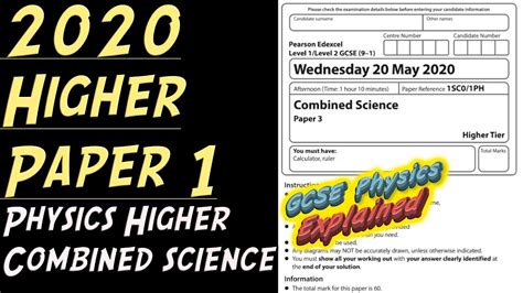 2020 Physics Higher Paper 1 Answers Combined Science Edexcel Gcse 9 1 Youtube