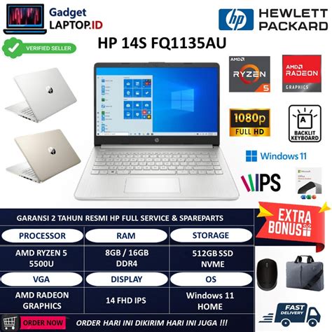 Jual LAPTOP HP S FQ AU AMD RYZEN U RAM GB GB SSD FHD WIN Shopee Indonesia