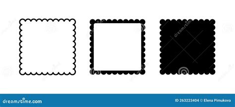 Square Scalloped Frame Scalloped Edge Rectangle Shape Simple Label