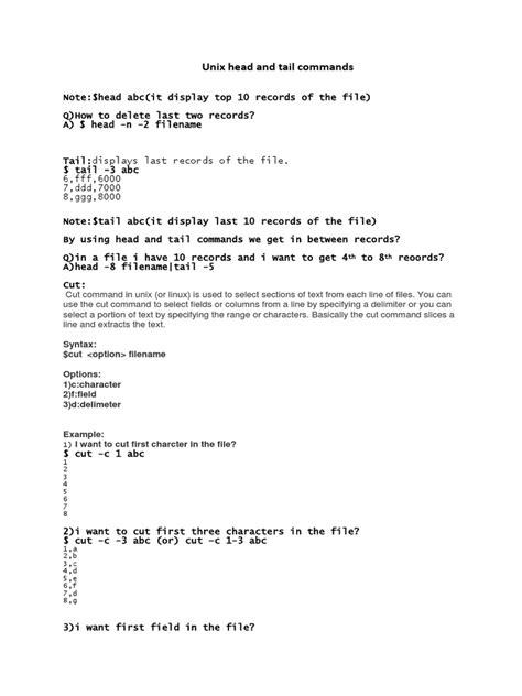 Unix Head And Tail Commands Pdf C Programming Language Unix Software