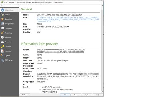 Geotiff Tiff How To Retain The Metadata Information On Clipped Satellite Image In Qgis