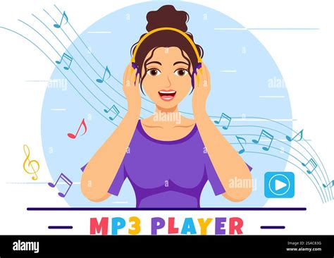 Mp3 Player Vector Illustration With Musical Notation Headphones
