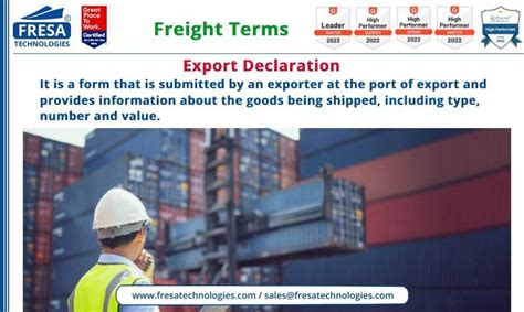 Export Declaration It Is A Form That Is Submitted By An Exporter At The
