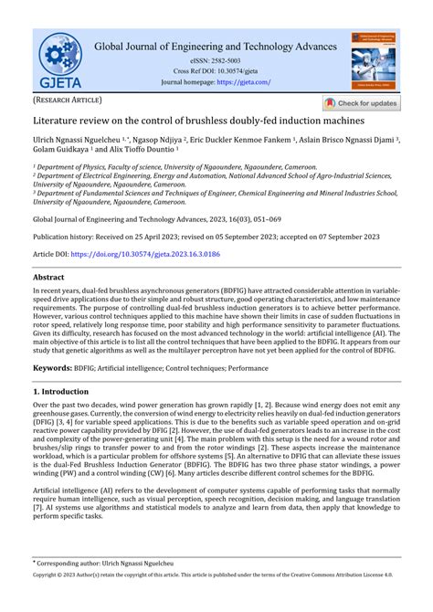 PDF Literature Review On The Control Of Brushless Doubly Fed Induction Machines