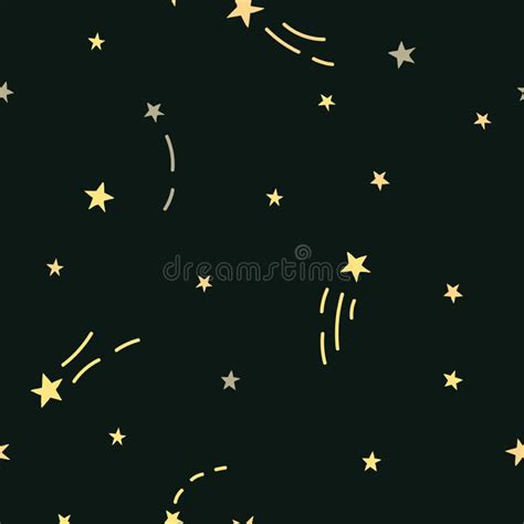 Dark Starry Sky Hand Drawing Seamless Pattern Stock Vector Illustration Of Stars Scrapbook