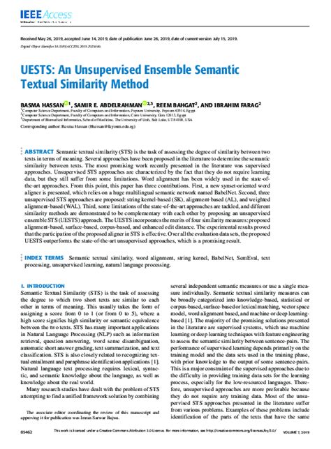 Pdf Uests An Unsupervised Ensemble Semantic Textual Similarity Method