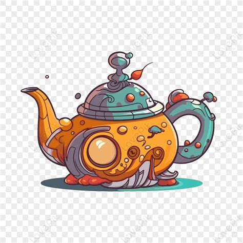 거품이 있는 만화 오렌지 주전자 벡터 찻주전자 클립 아트 Png 일러스트 무료 다운로드 Lovepik
