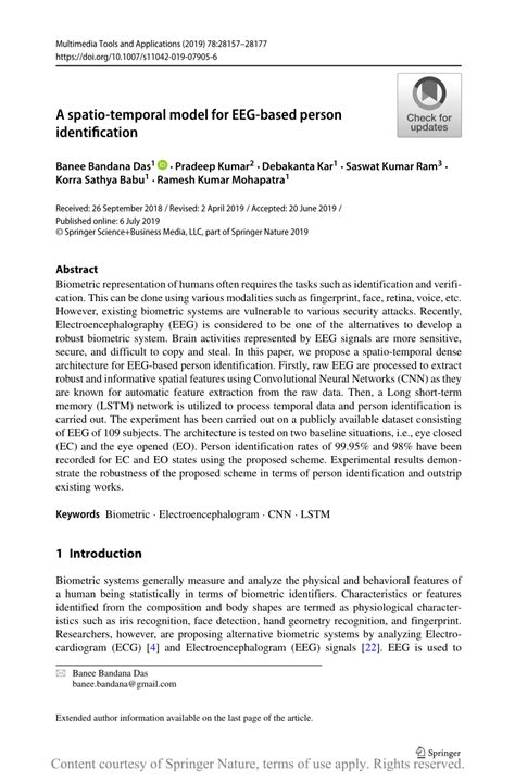 A Spatio Temporal Model For EEG Based Person Identification Request PDF