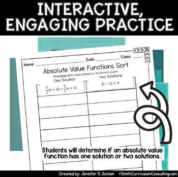Absolute Value Functions Sort A E Math Activity LOW PREP Solution Sort