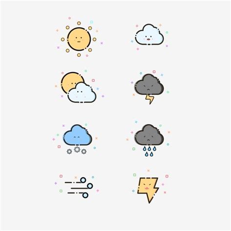 Mbe 스타일 만화 일러스트 날씨 아이콘 요소 컬렉션 만화 손 그림 상업적으로 사용 가능하다 Png 일러스트 및 Psd 이미지 무료 다운로드 Pngtree