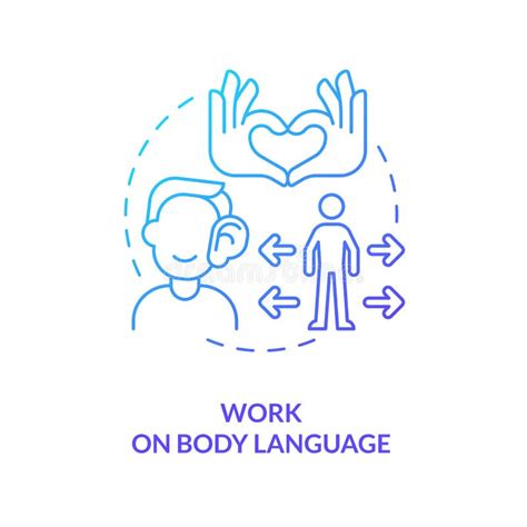 Work On Body Language Blue Gradient Concept Icon Stock Vector