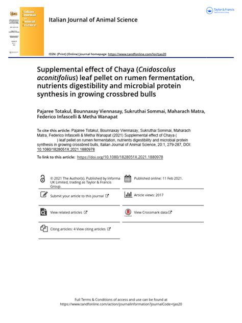 Supplemental Effect Of Chaya Cnidoscolus Aconitifolius Leaf Pellet On Rumen Fermentation
