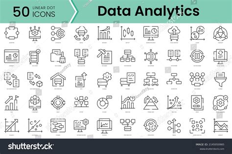 Set Data Analytics Icons Line Art Stock Vector Royalty Free