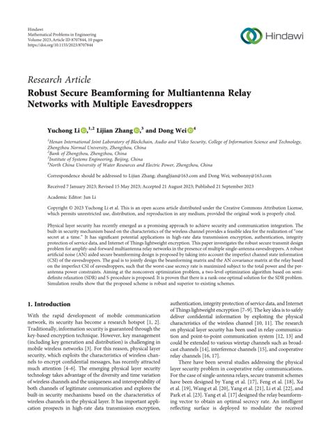 Pdf Robust Secure Beamforming For Multiantenna Relay Networks With