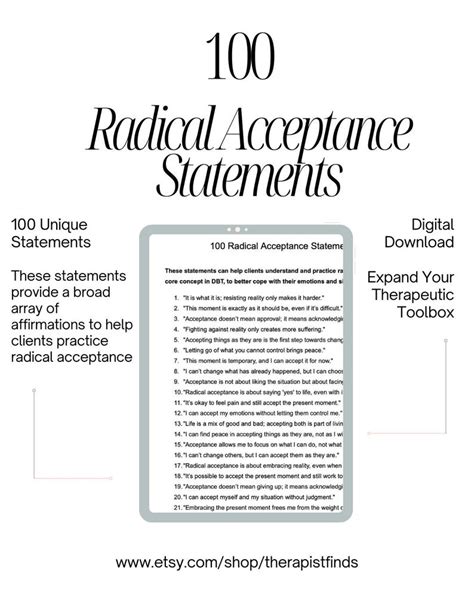 100 Radical Acceptance Statements Dbt Skills Empathetic Supportive