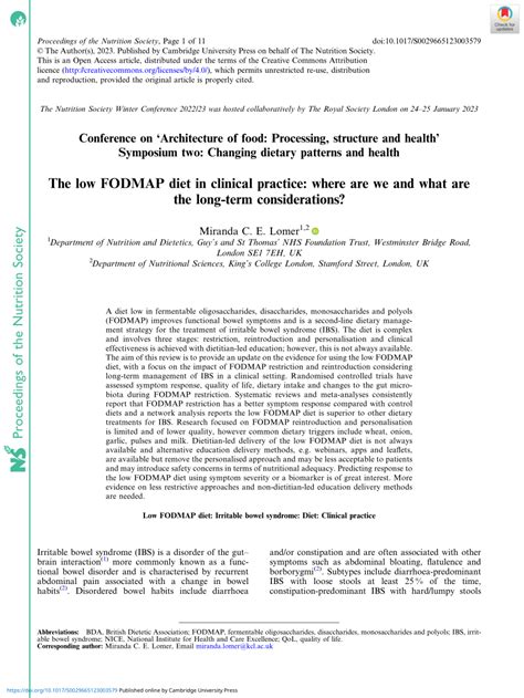 Pdf The Low Fodmap Diet In Clinical Practice Where Are We And What Are The Long Term