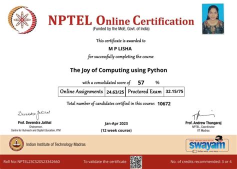 Lisha M P On Linkedin Python Programming Certification Nptel Description Successfully