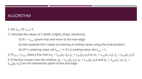 Liang Barsky Algorithm Polygon Clipping And Pipeline Clipping Of Polygons Pptx