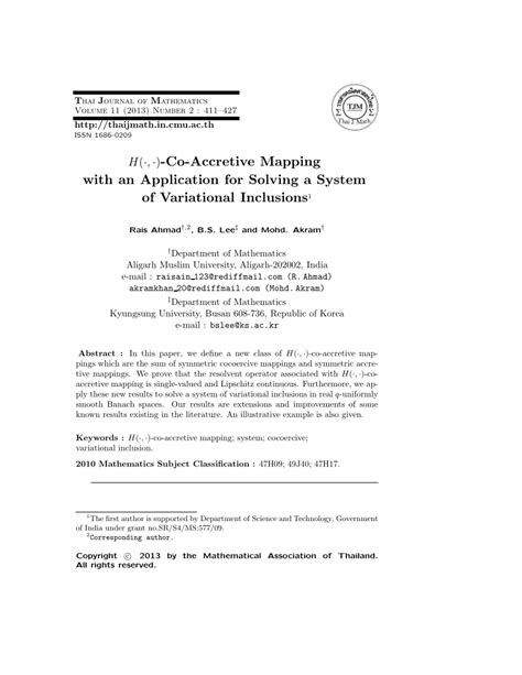 Pdf H· · Co Accretive Mapping With An Application For Solving A