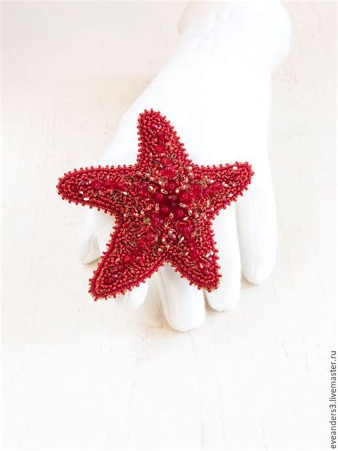 Броши ручной работы Ярмарка Мастеров ручная работа Купить Брошь Красная Моская звезда