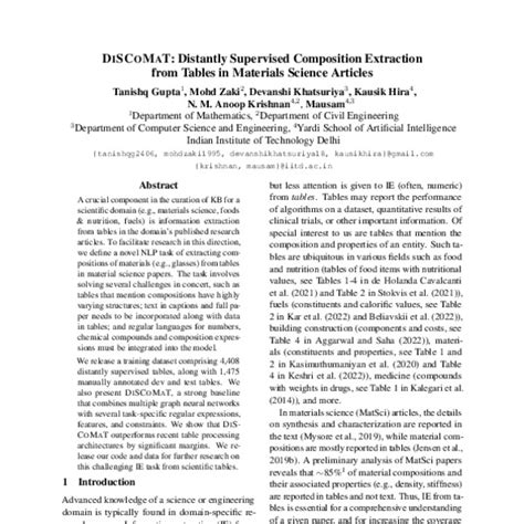 Discomat Distantly Supervised Composition Extraction From Tables In Materials Science Articles