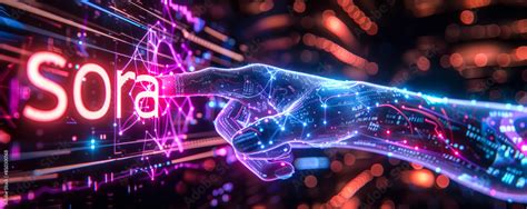 Futuristic Digital Representation Of Sora A Conceptual Ai From Openai Displaying An