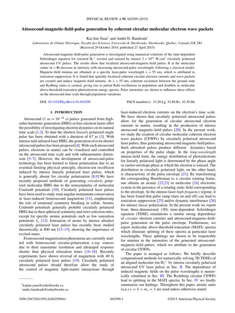 Pdf Attosecond Magnetic Field Pulse Generation By Coherent Circular