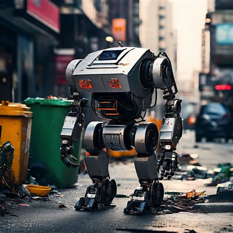 A I Garbage Collector Robot Roaming In The City By Rojan Desendario
