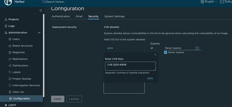 configuration security page cannot add cve allowlist · issue 16978
