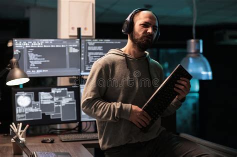 Cheerful Developer Fooling Around With Keyboard Stock Image Image Of Software Server 270803957